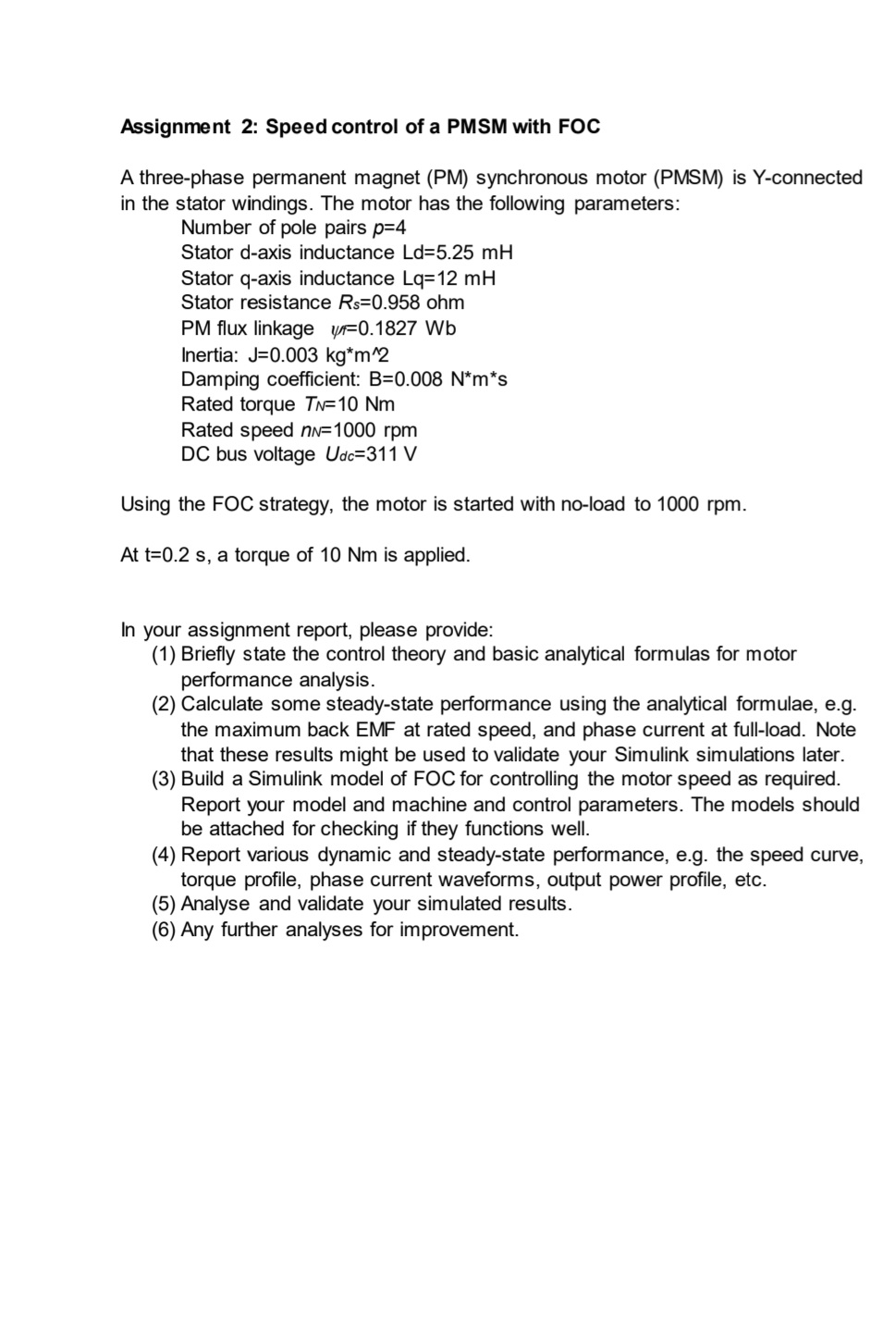 Solved A three-phase permanent magnet (PM) synchronous motor | Chegg.com