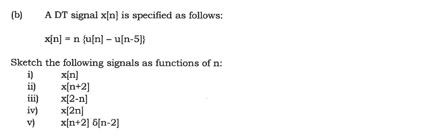 Solved b (b) A DT signal x[n] is specified as follows: x[n] | Chegg.com