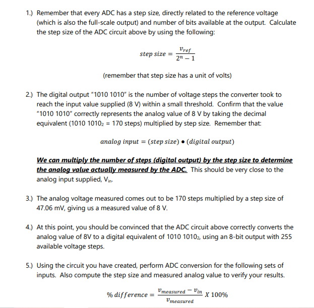 Solved 1.) Remember that every ADC has a step size, | Chegg.com