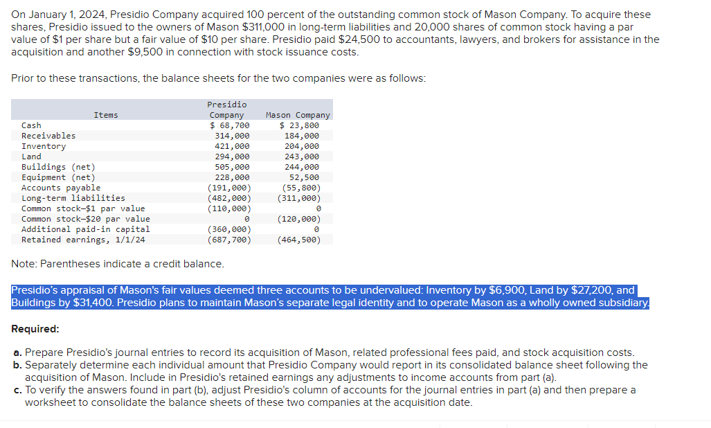 Solved Separately determine each individual amount that | Chegg.com