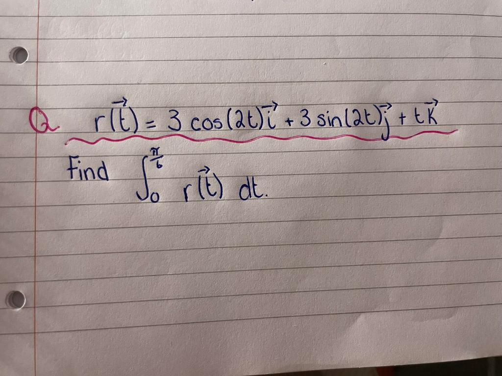 Solved r(t)=3cos(2t)i+3sin(2t)j+tk nd ∫06πr(t)dt. | Chegg.com