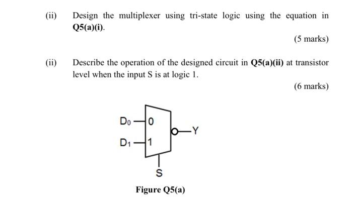 Solved (ii) (ii) Design the multiplexer using tri-state | Chegg.com
