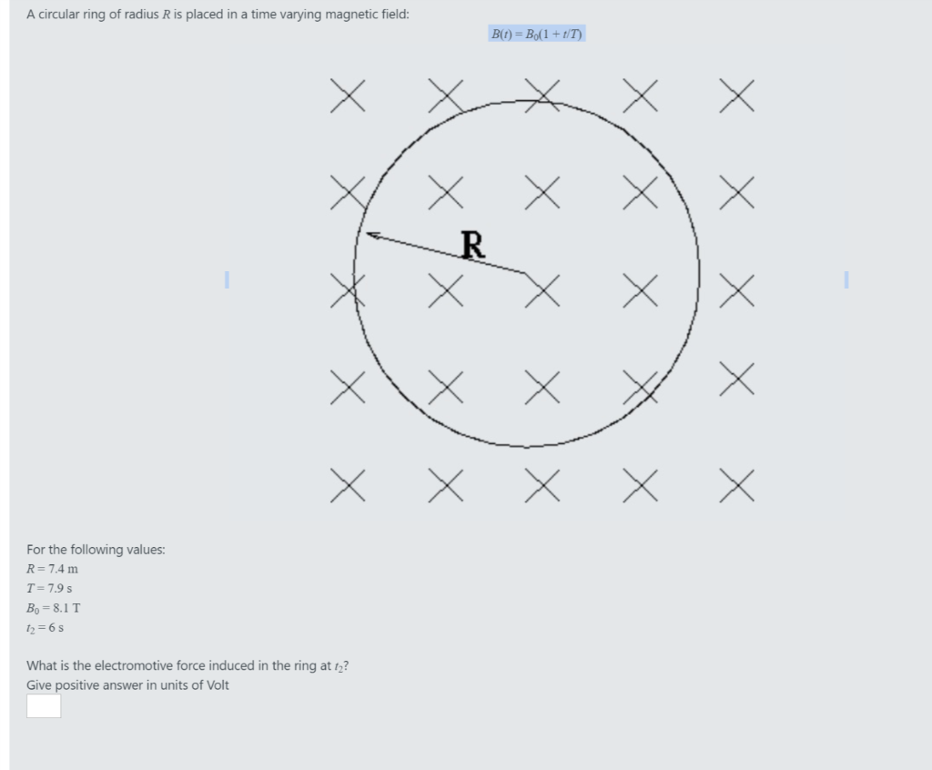 Solved A circular ring of radius R is placed in a time | Chegg.com