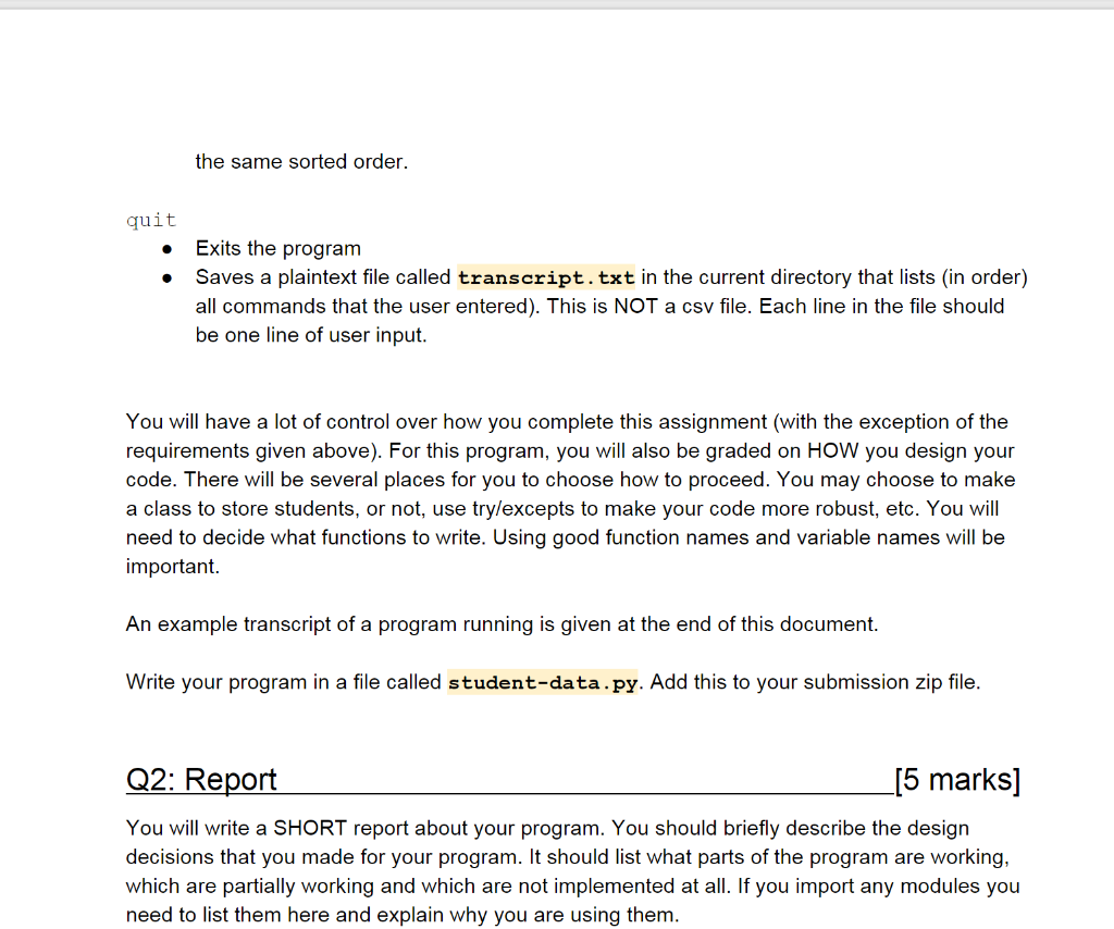 Q1: Program [20 marks] You will write a program that | Chegg.com