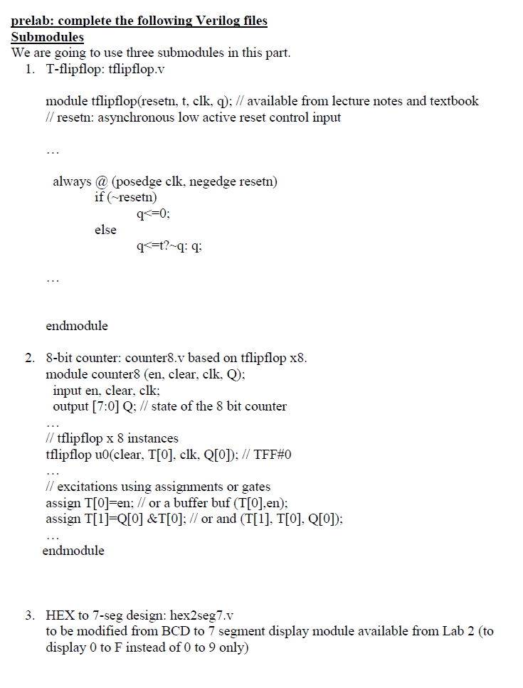 Solved Part1 8-bit synchronous counter using T flip-flops | Chegg.com