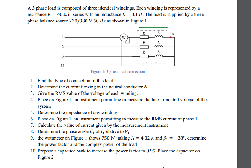 Solved A 3 phase load is composed of three identical | Chegg.com