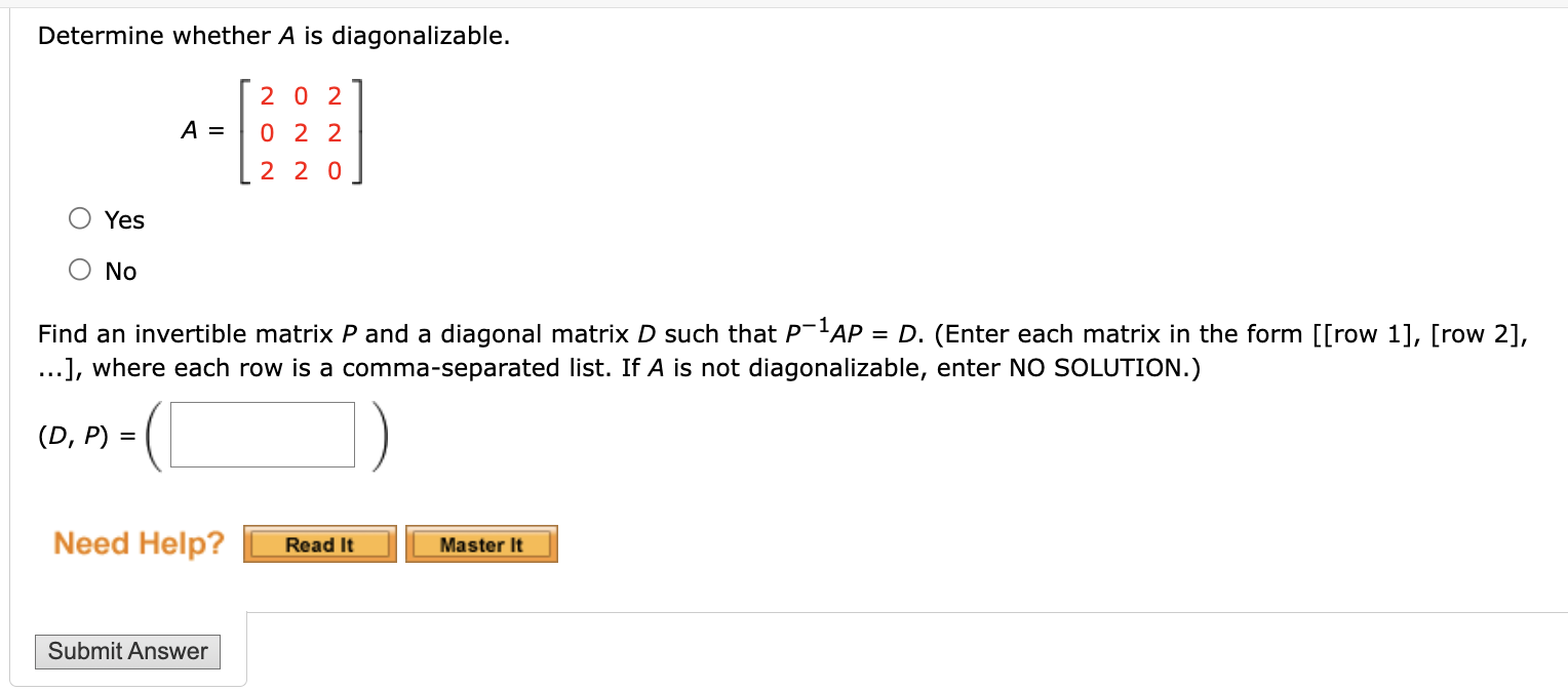 Solved Determine whether A is diagonalizable. | Chegg.com