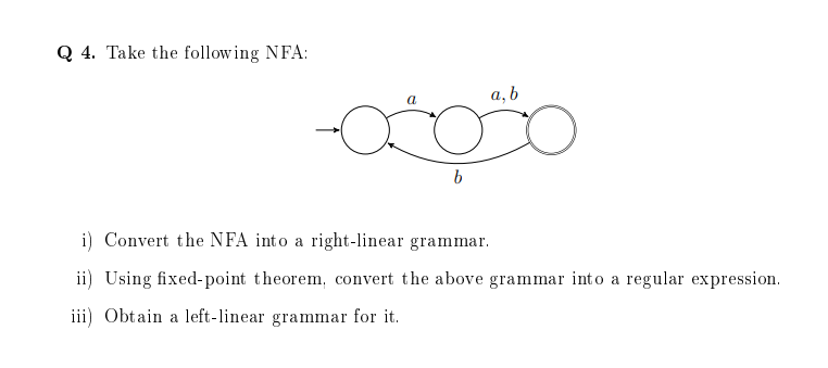 Solved Q 4. Take the following NFA: i) Convert the NFA into | Chegg.com