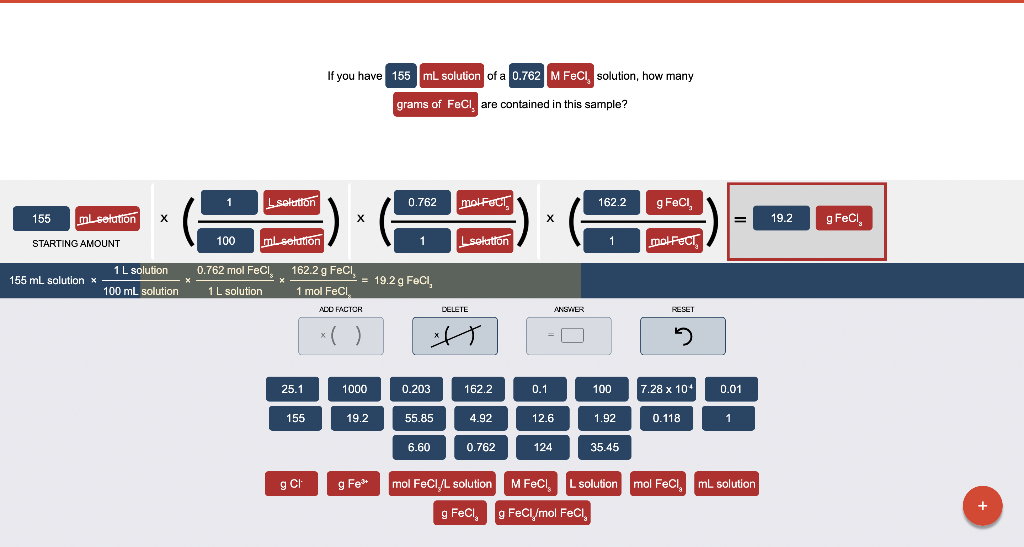 Solved mL setation X 1 L solution 100 mL solution 155 | Chegg.com
