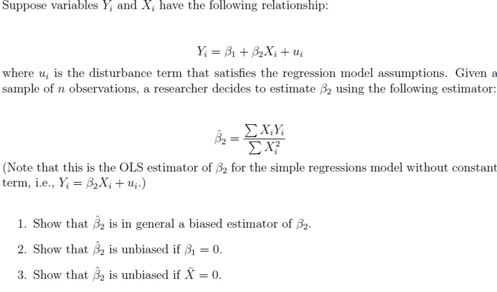 Solved Suppose variables Yi and Xi have the following | Chegg.com