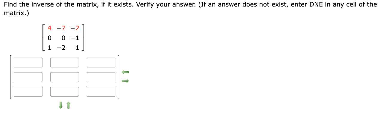 Solved Find the inverse of the matrix, if it exists. Verify | Chegg.com