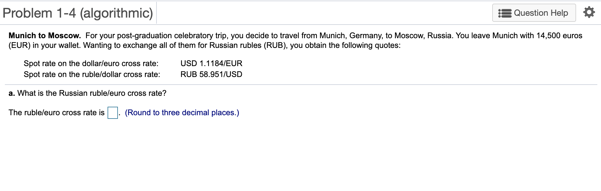 Solved Problem 1-4 (algorithmic) Question Help Munich to | Chegg.com