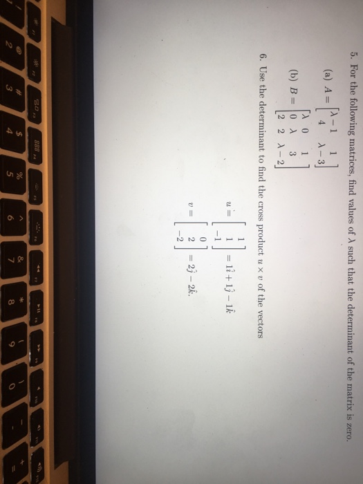 Solved For the following matrices, find values of λ such | Chegg.com