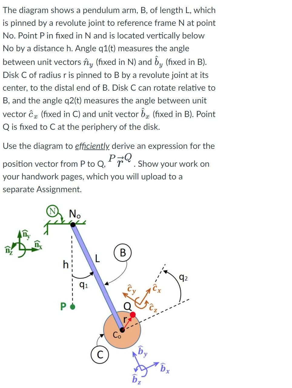 Solved The diagram shows a pendulum arm, B, of length L, | Chegg.com