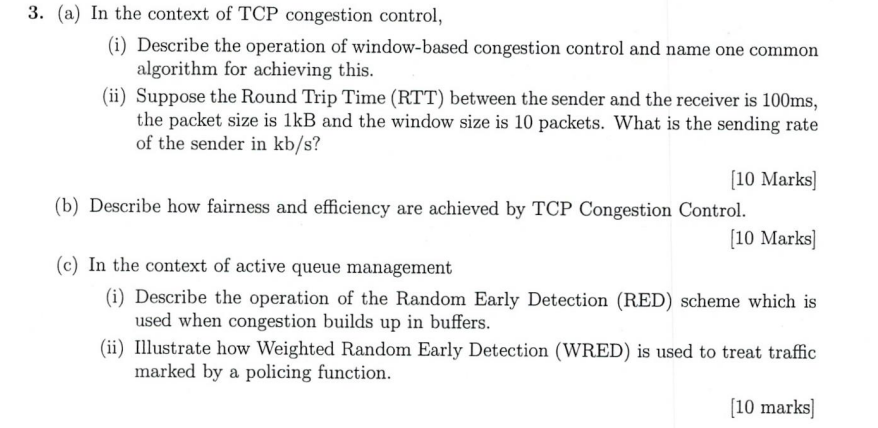Solved 3. (a) In the context of TCP congestion control, (i) | Chegg.com