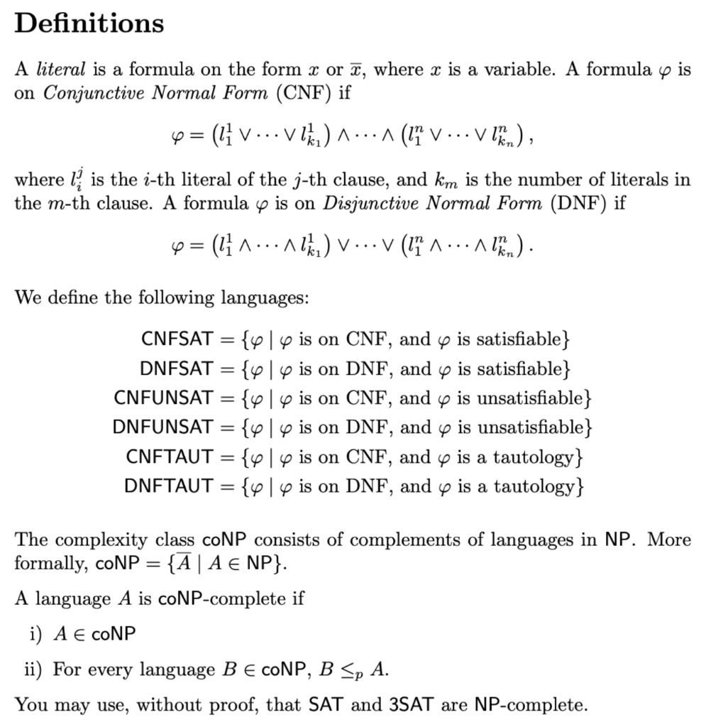 Definitions V A literal is a formula on the form x | Chegg.com