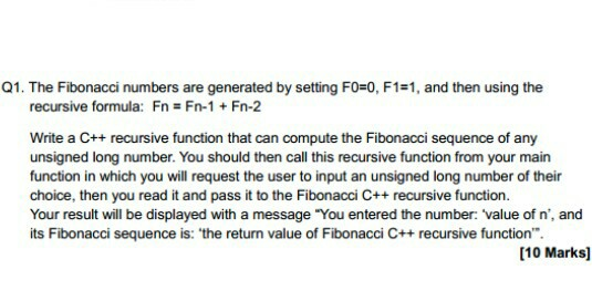 Solved Q1. The Fibonacci numbers are generated by setting | Chegg.com
