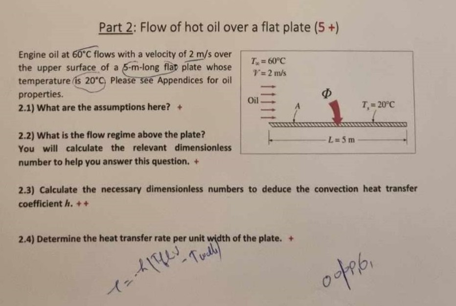 Part 2: Flow of hot oil over a flat plate (5+)Engine | Chegg.com
