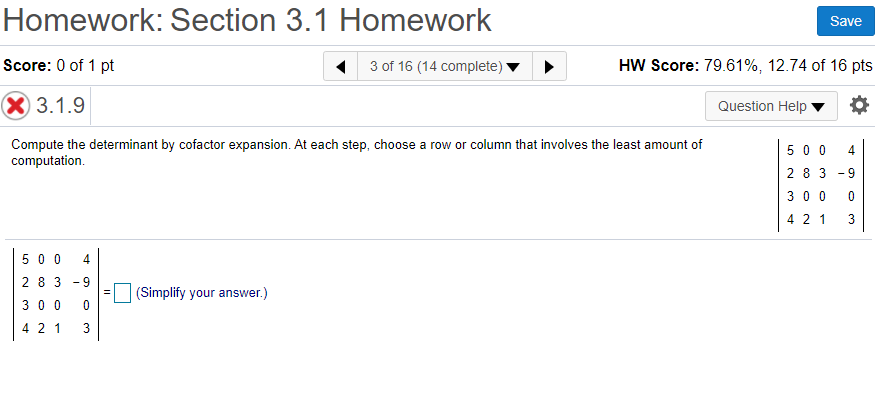 Solved Homework Section 3 1 Homework Save Score 0 Of 1 Pt