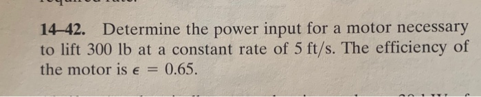 Solved 14-42. Determine the power input for a motor | Chegg.com