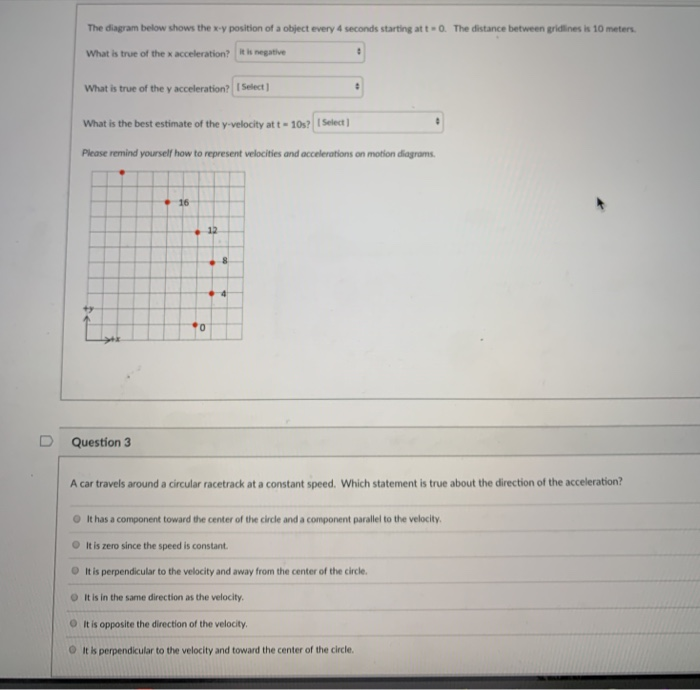 Solved The diagram below shows the x-y position of a object | Chegg.com