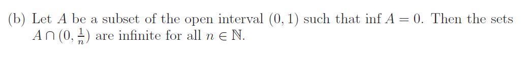 Solved (b) Let A be a subset of the open interval (0, 1) | Chegg.com