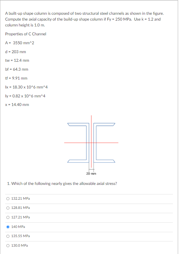 Solved A built-up shape column is composed of two structural | Chegg.com
