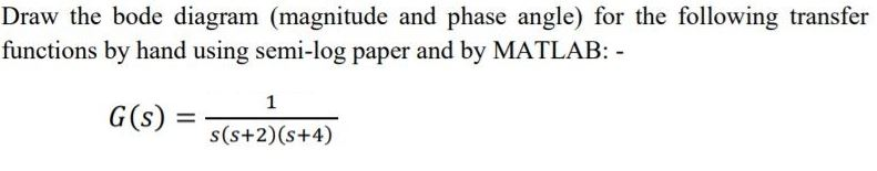 Solved Draw the bode diagram (magnitude and phase angle) for | Chegg.com