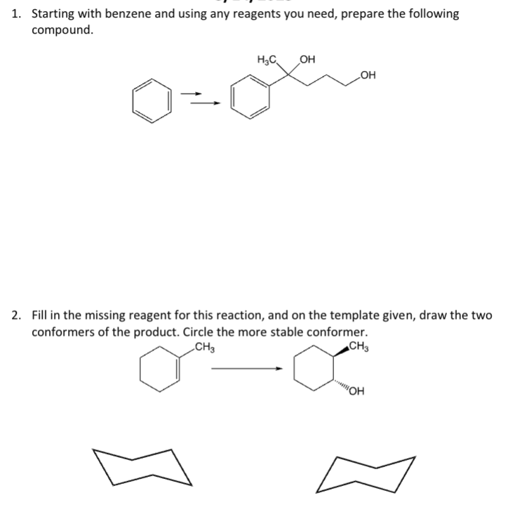 Solved 1. Starting with benzene and using any reagents you | Chegg.com