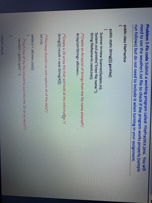 Solved Problem 1-Fix code Submit a working program called: | Chegg.com