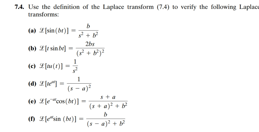 Solved 7.4. Use the definition of the Laplace transform | Chegg.com