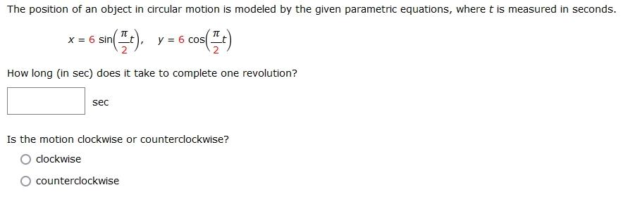 Solved The position of an object in circular motion is | Chegg.com
