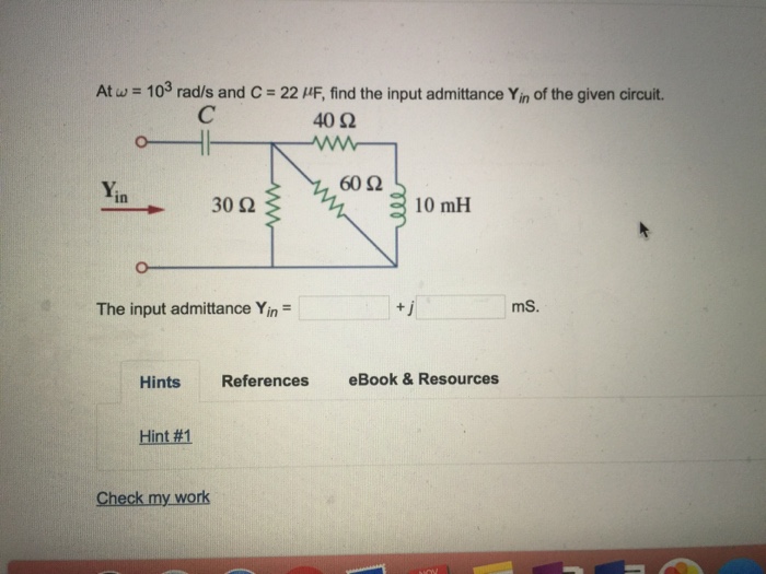 Solved At ω = 103 rad/s and C-22 μF, find the input | Chegg.com