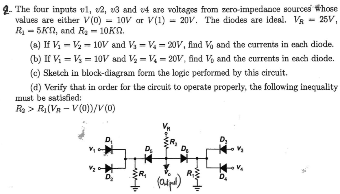 Solved 2. The four inputs v1,v2,v3 and v4 are voltages from | Chegg.com