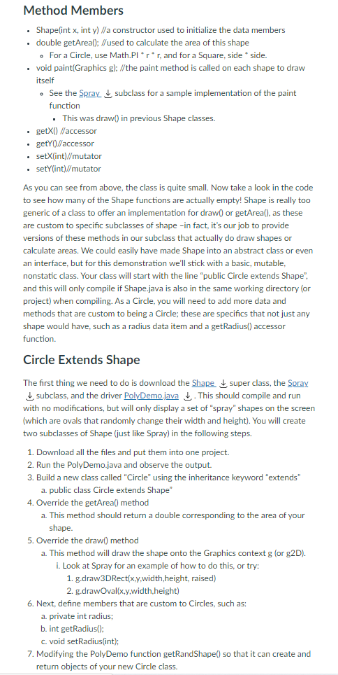 Solved Lab5 part II: Inheritance and the Shape Hierarchy* | Chegg.com