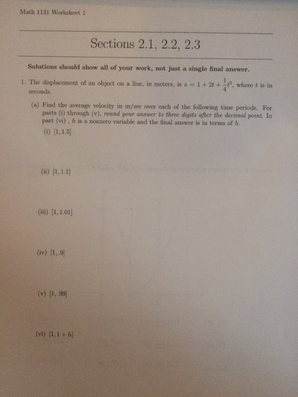 Solved Math 1131 Worksheet 1 Sections 2.1, 2.2, 2.3 | Chegg.com