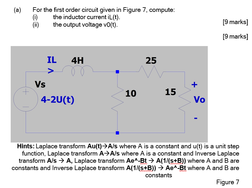 Solved (a) For the first order circuit given in Figure 7, | Chegg.com