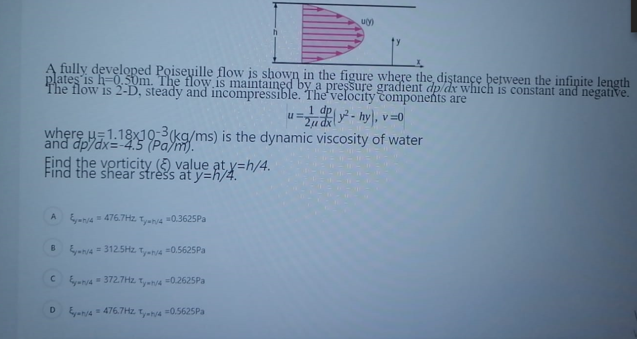 Solved U(y) A fully developed Poiseuille flow is shown in | Chegg.com