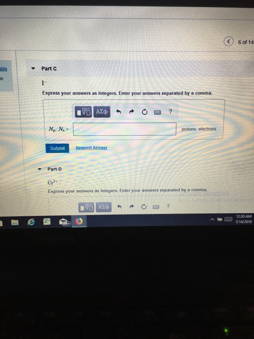 Solved 6 of 14 Correct Part B Cl Express your answers as | Chegg.com