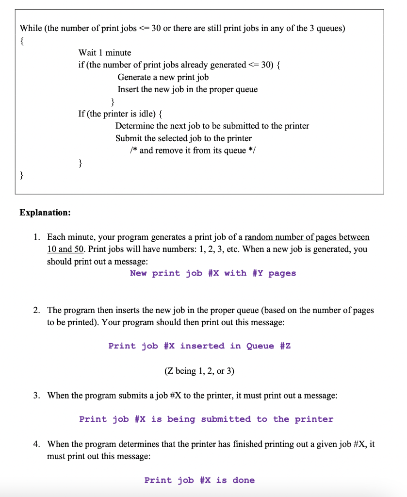 Solved An operating system assigns jobs to print queues | Chegg.com