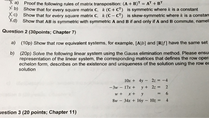 Solved a) Proof the following rules of matrix transposition: | Chegg.com