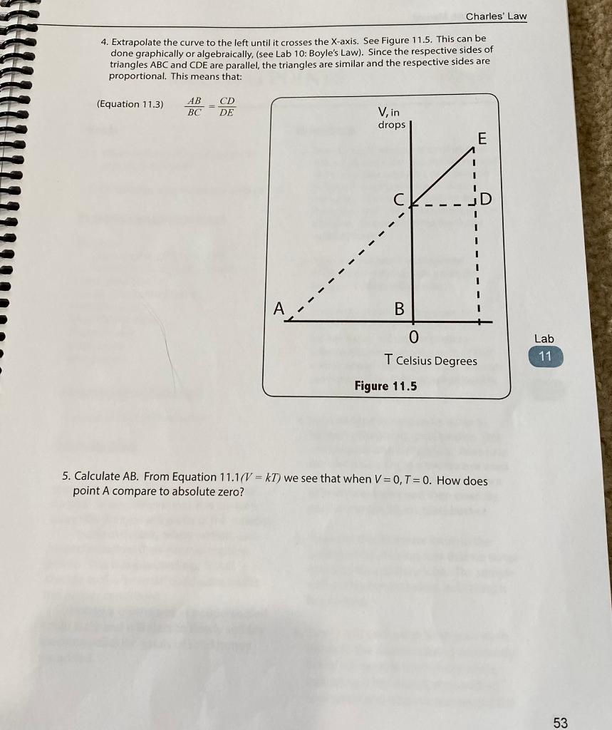Solved Charles' Law LAB 11: CHARLES'LAW Goals volumes and | Chegg.com