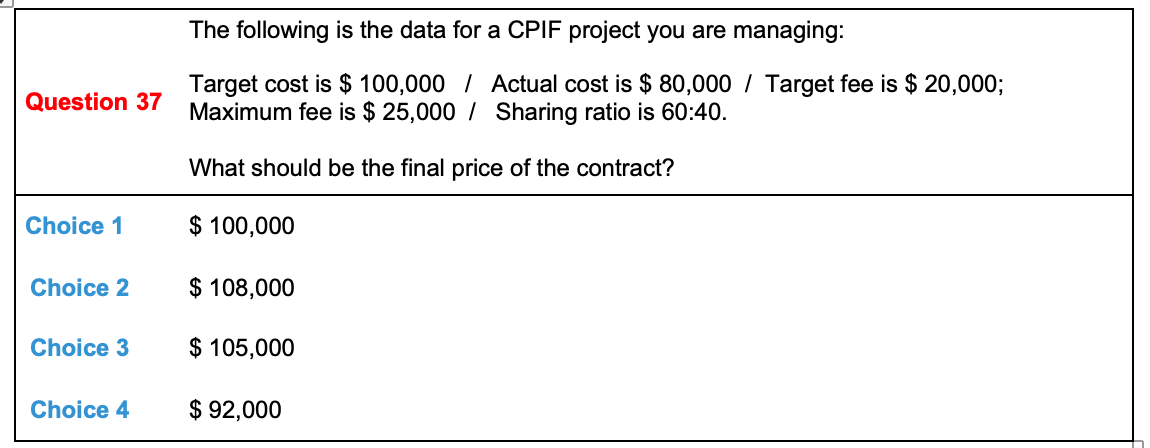 Solved The following is the data for a CPIF project you are | Chegg.com
