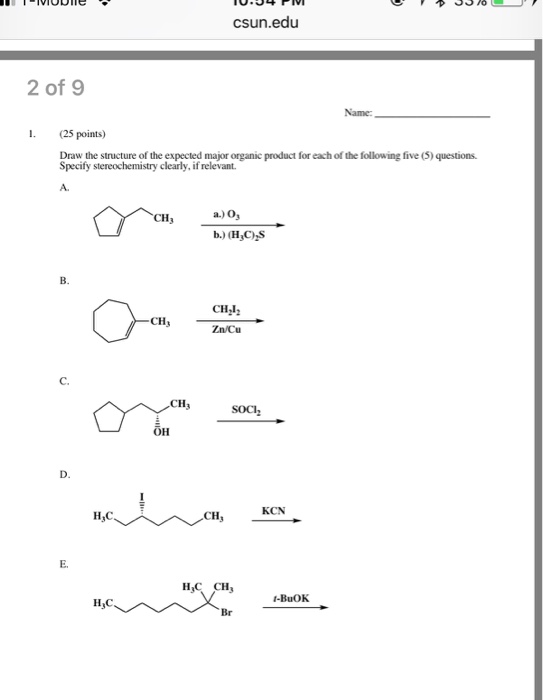 Solved csun.edu 2 of 9 1. (25 points) Draw the structure of | Chegg.com