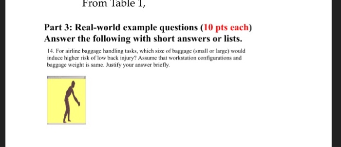 Solved From Table I, Part 3: Real-world example questions | Chegg.com
