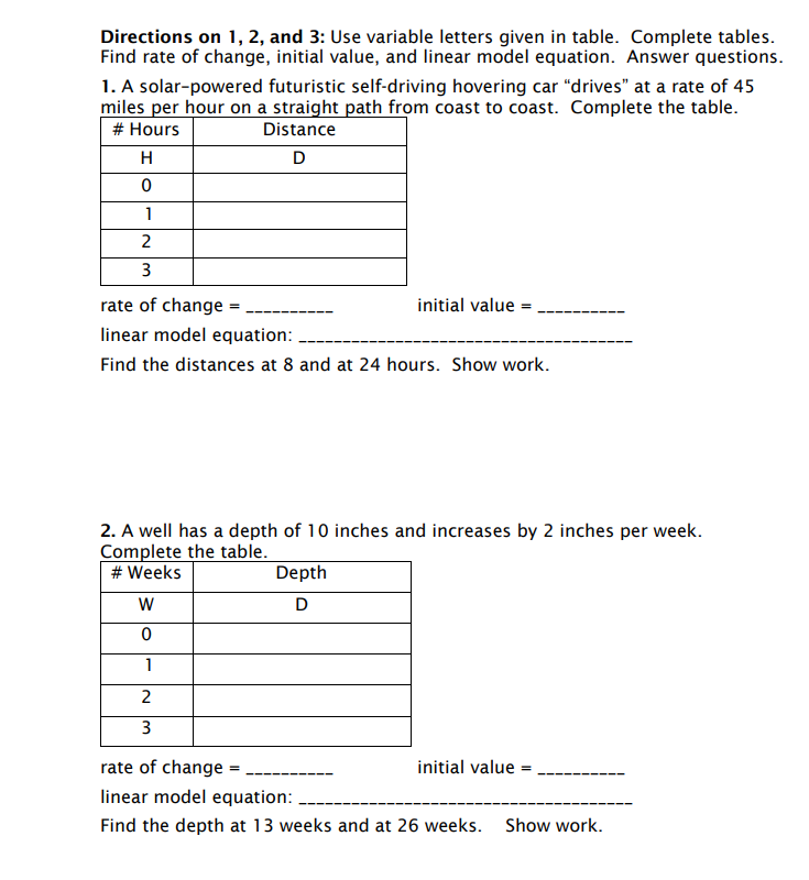 Directions on 1, 2, and 3: Use variable letters given | Chegg.com