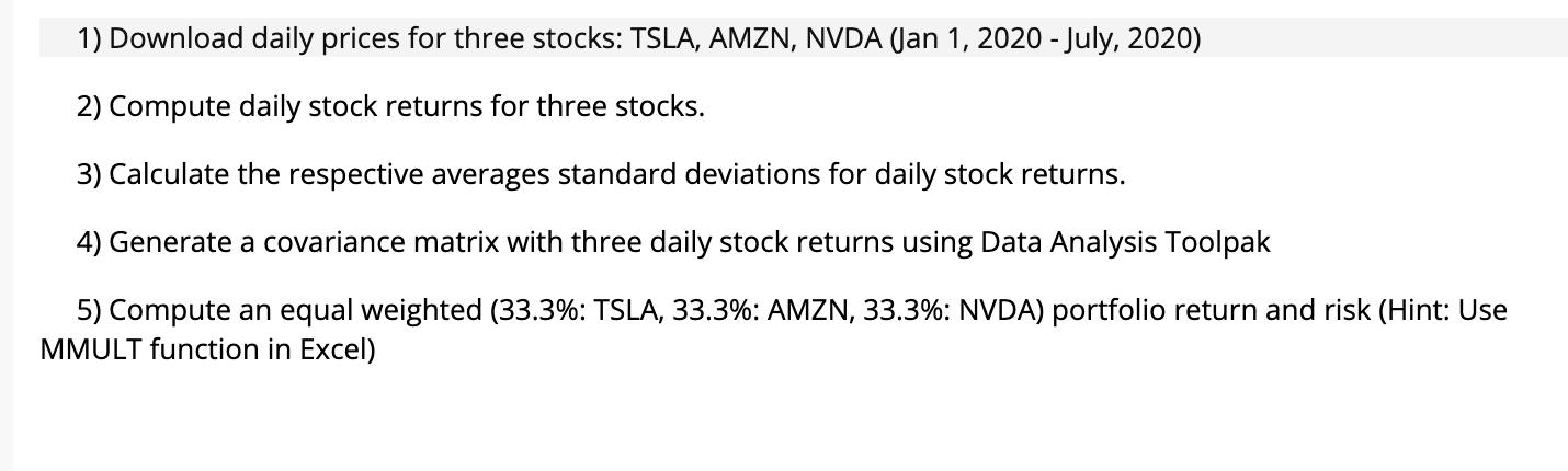 Here is the excel sheet of the stocks NVDA | Chegg.com