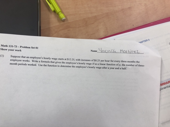 Solved Math 131-73 - Problem Set 01 Show your work Name | Chegg.com