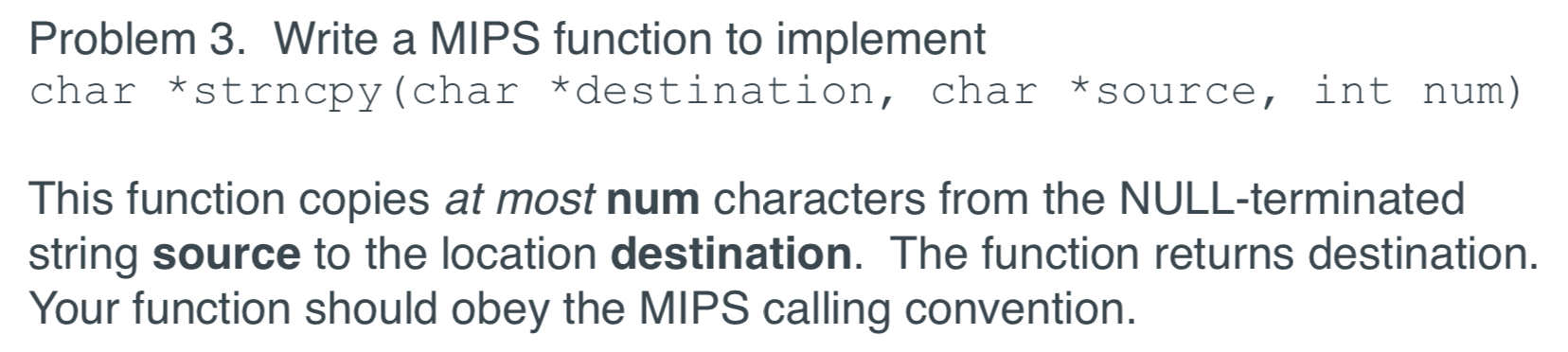 Problem 3. Write a MIPS function to implement char | Chegg.com