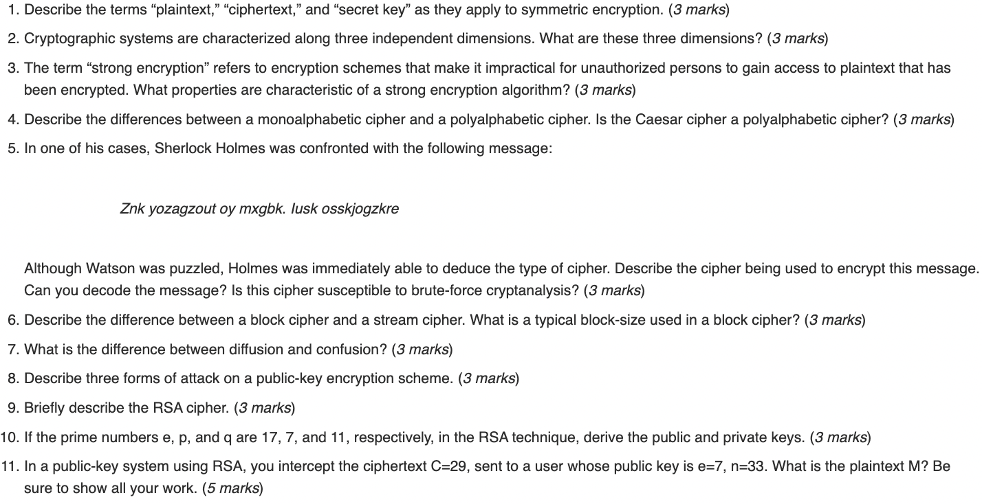 Solved 1. ﻿Describe the terms "plaintext," "ciphertext," and | Chegg.com